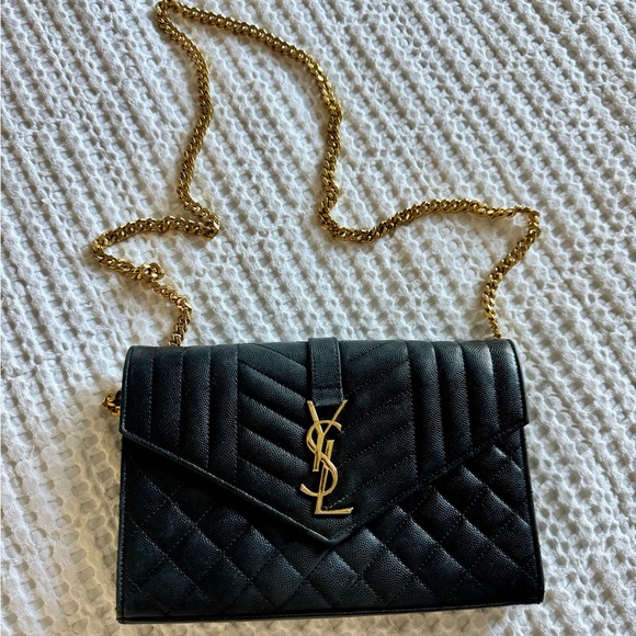 Yves Saint Laurent | Bags | Saint Laurent Ysl Monogram Large Wallet On Chain In Grained Leather ...